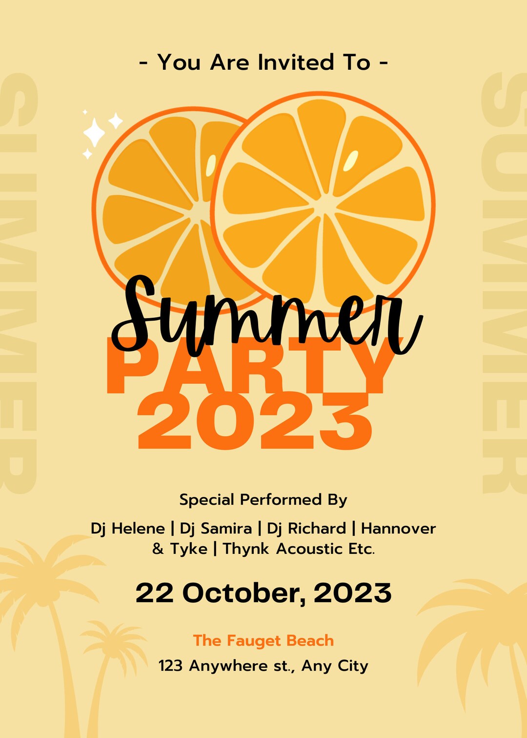Editable Tropical Birthday Party Invitation Template | Summer Pool ...
