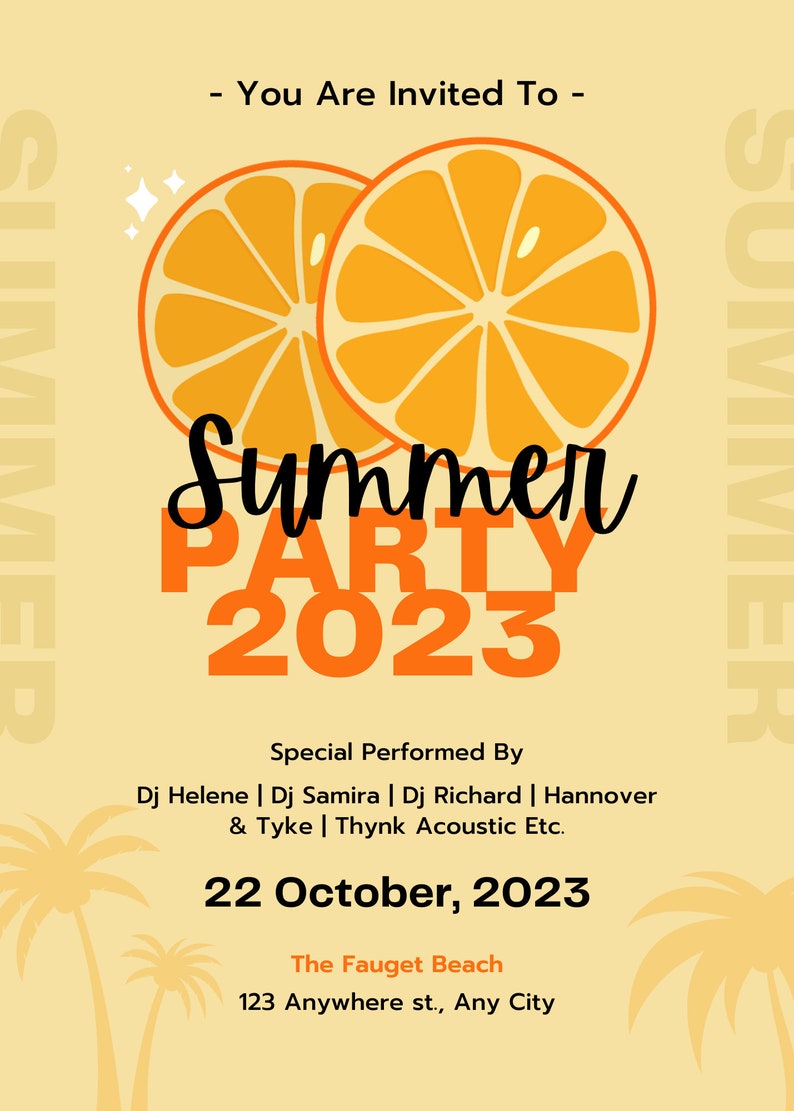 Editable Tropical Birthday Party Invitation Template | Summer Pool ...