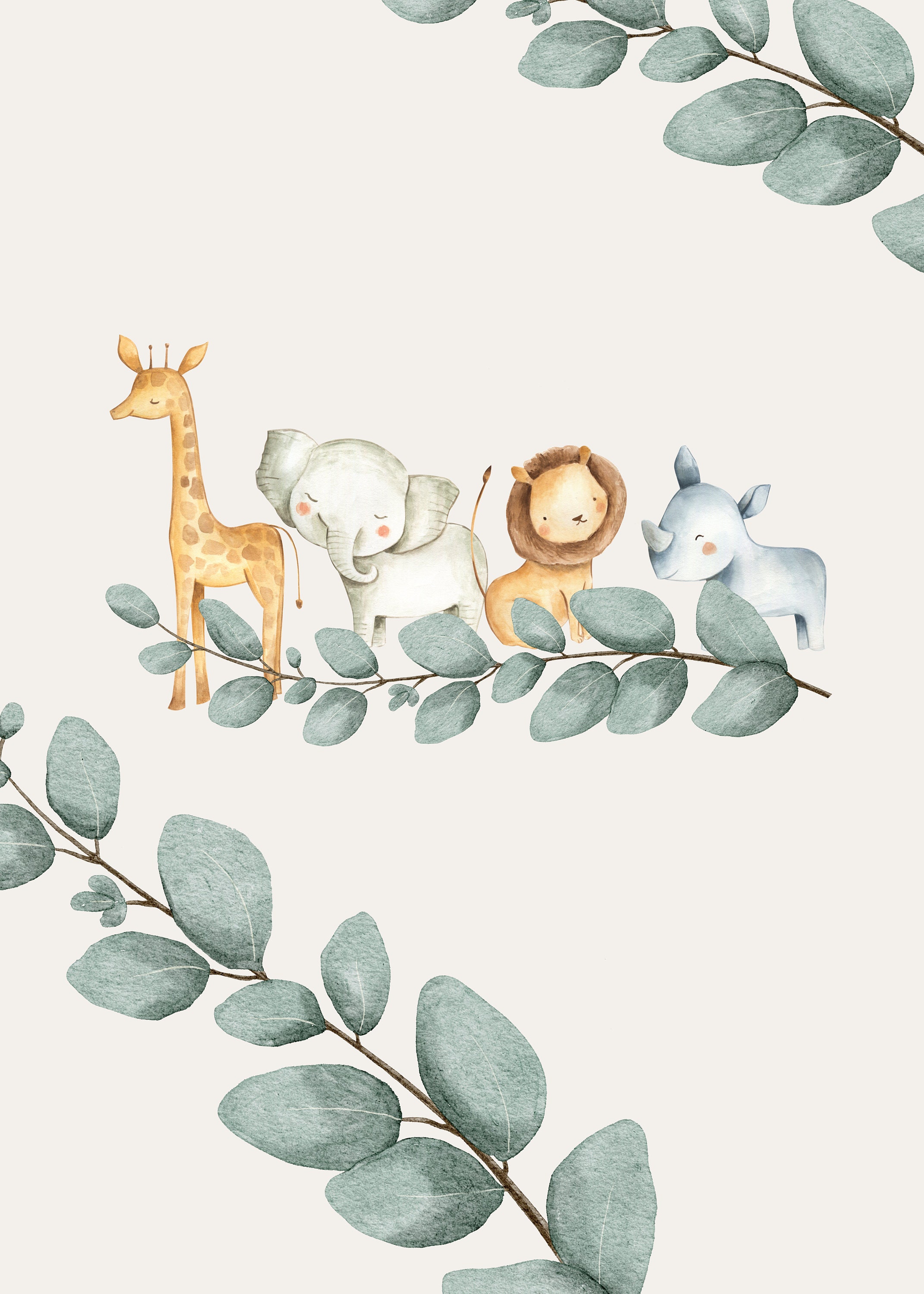 Customizable Baby Shower Invitation, Animal, Zoo, Boy, Girl, Greenery ...
