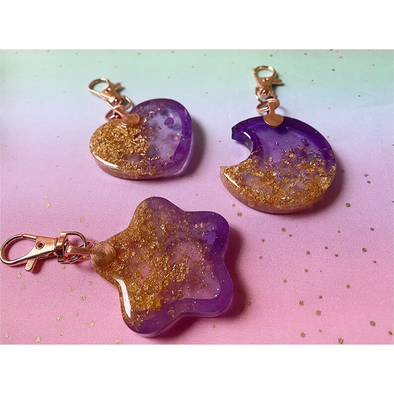 Gold and Purple Shaker Keyring Charms - Etsy