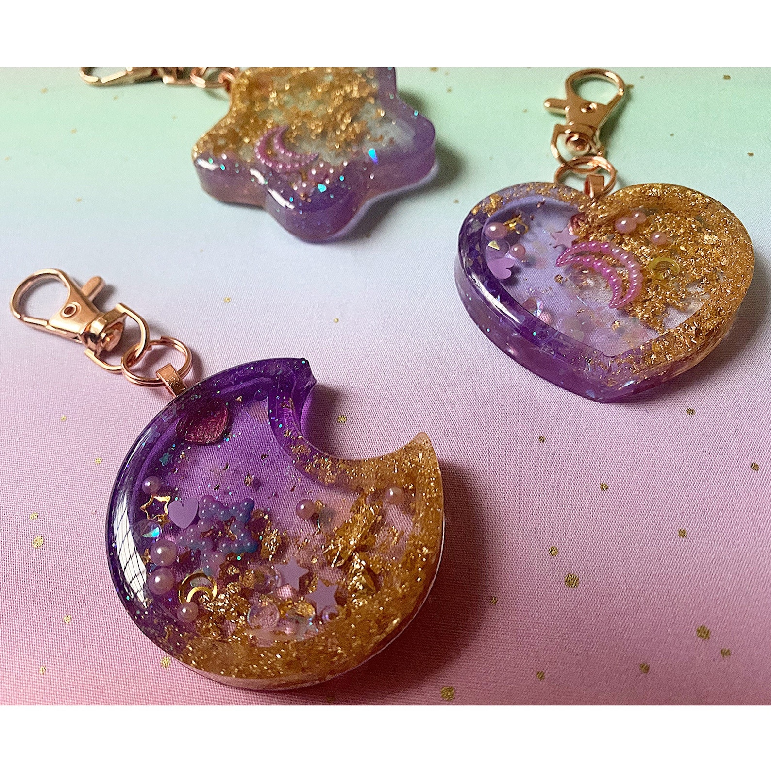 Gold and Purple Shaker Keyring Charms - Etsy