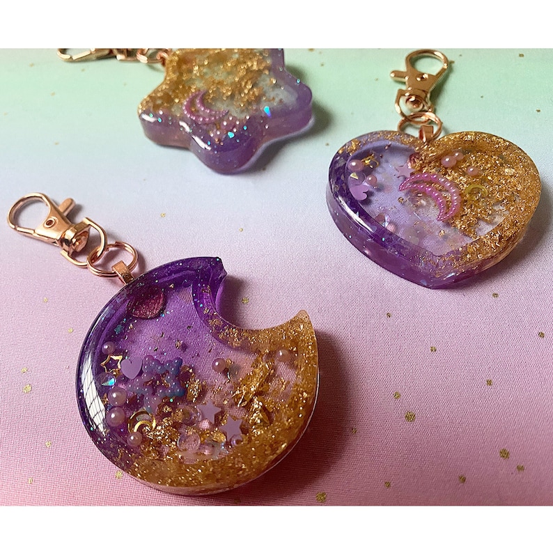 Gold and Purple Shaker Keyring Charms - Etsy