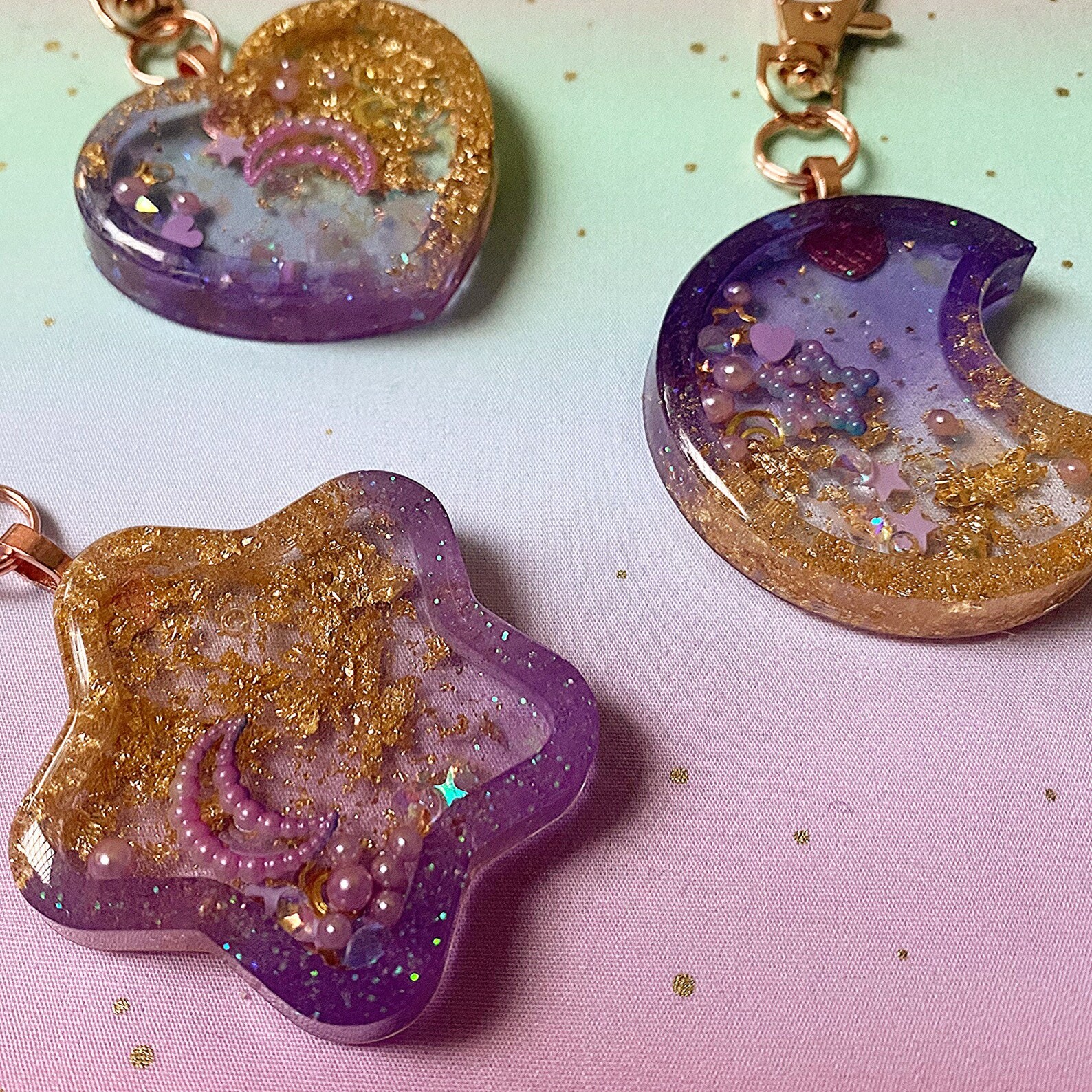 Gold and Purple Shaker Keyring Charms - Etsy