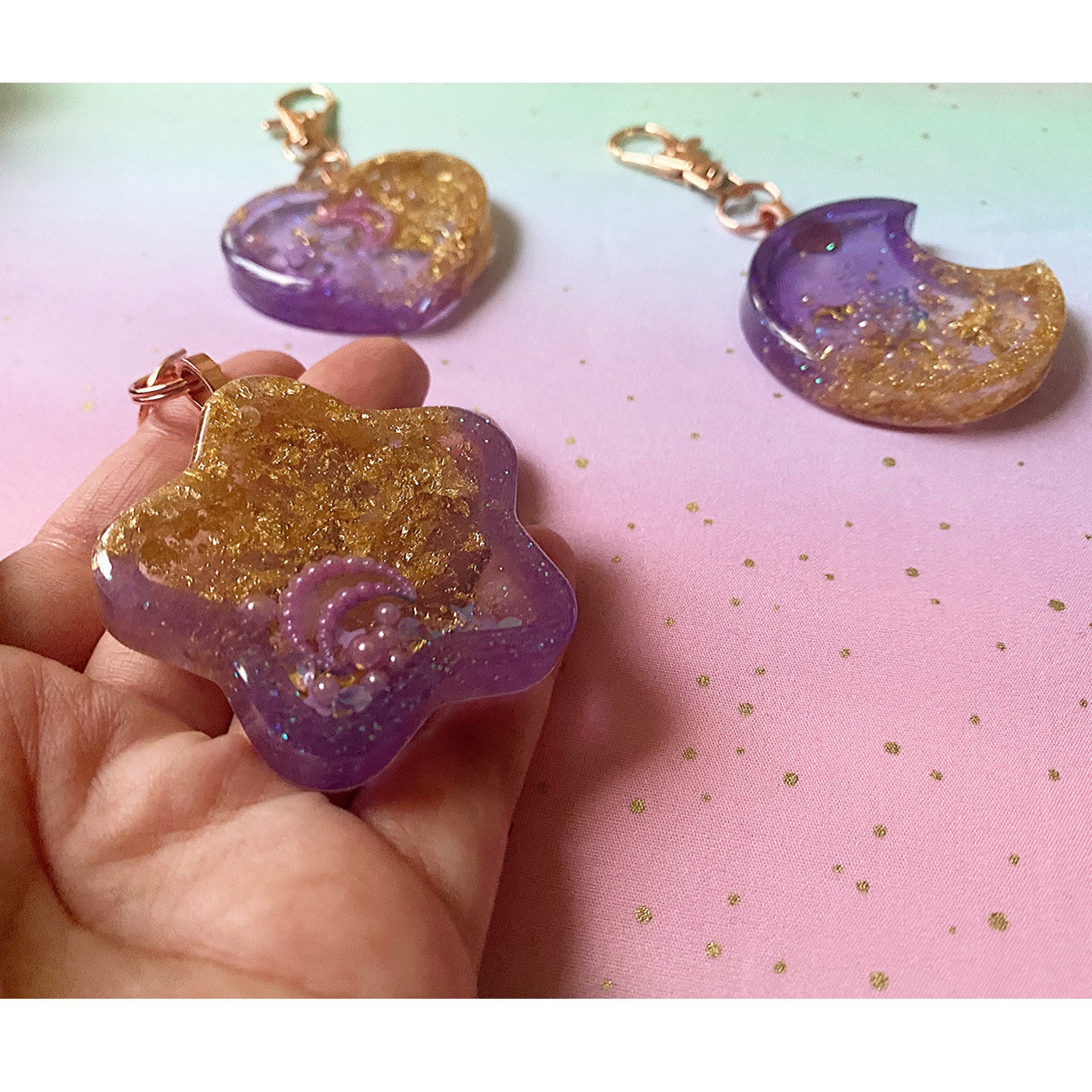 Gold and Purple Shaker Keyring Charms - Etsy