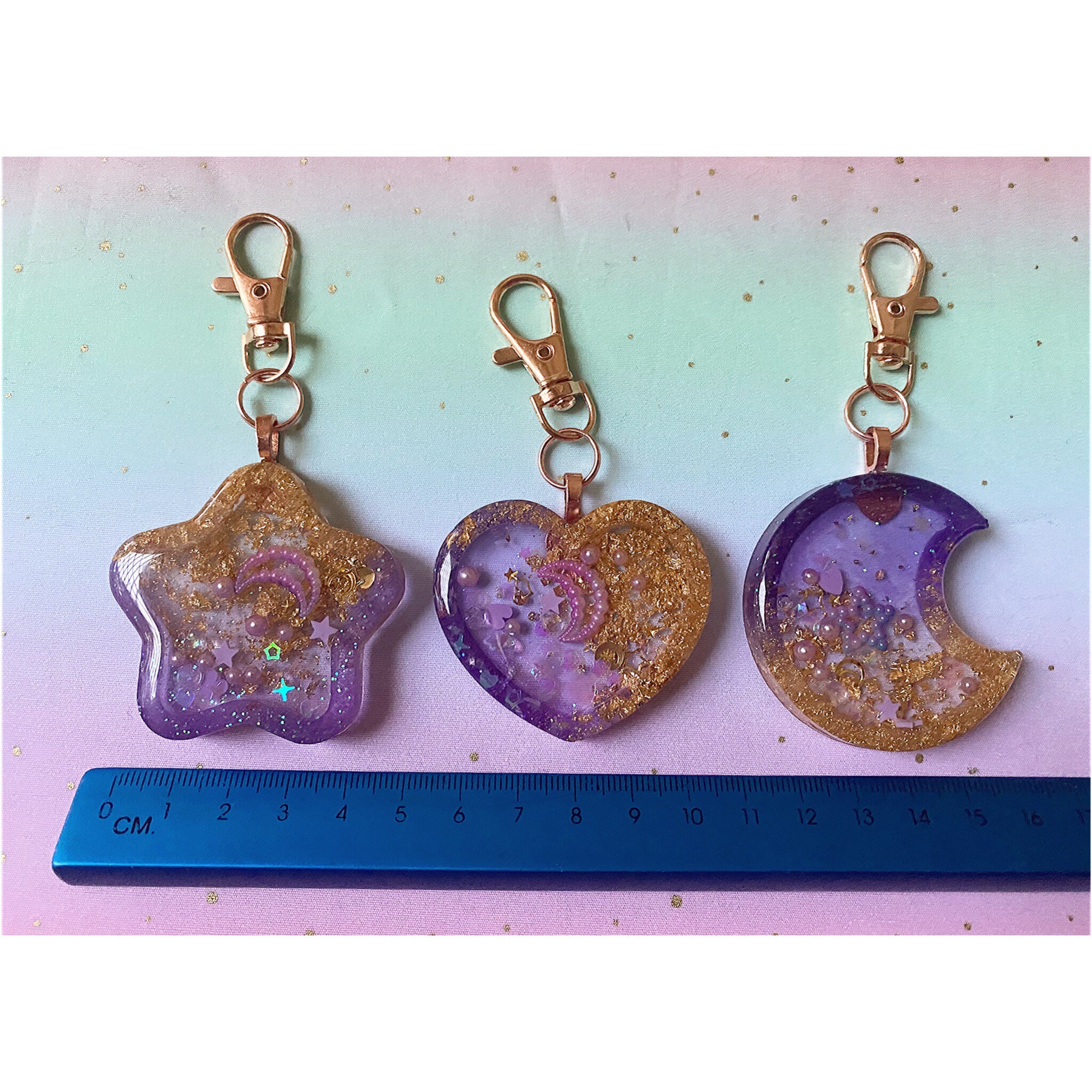 Gold and Purple Shaker Keyring Charms - Etsy