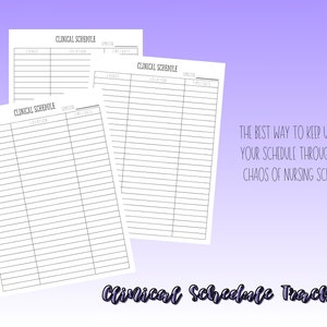 Nursing School Clinical Schedule Tracker| Schedule Keeper| Printable ...