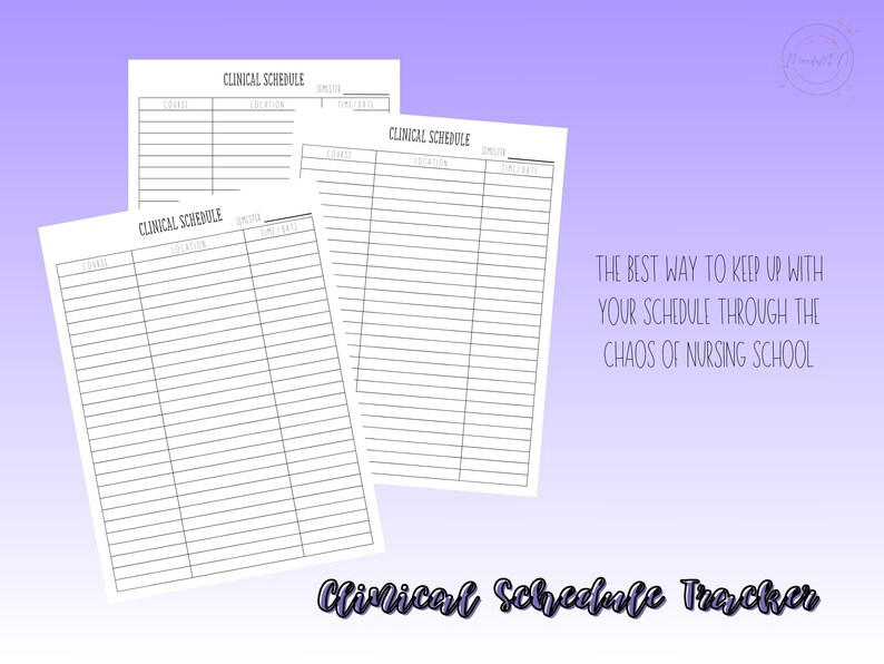 Nursing School Clinical Schedule Tracker| Schedule Keeper| Printable ...