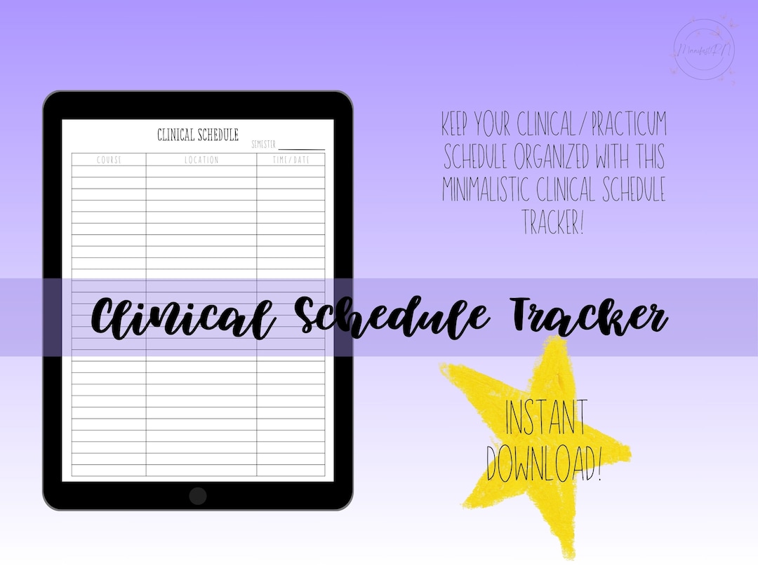 Nursing School Clinical Schedule Tracker| Schedule Keeper| Printable ...