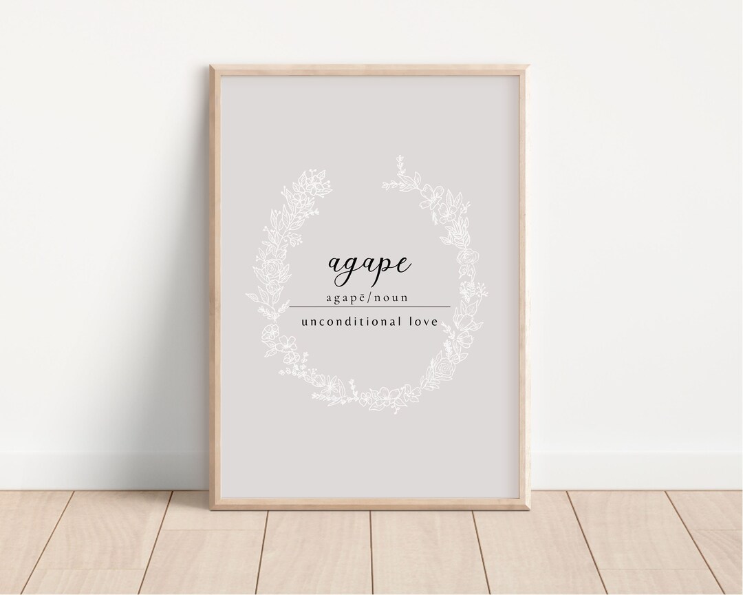 Agape Love, Definition Print, Religious Wall Art, Minimalist Wall Art ...