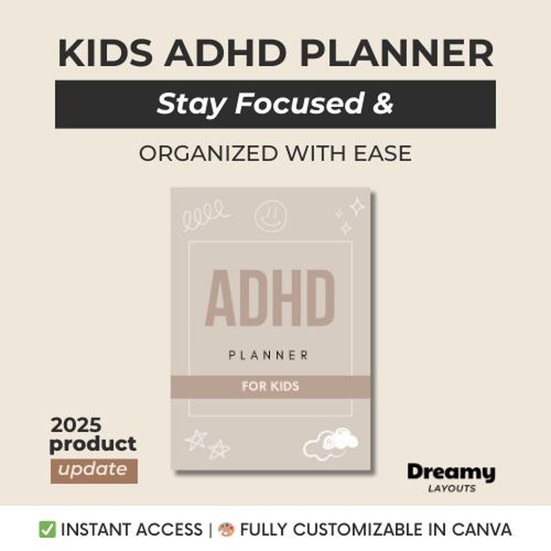Kids ADHD Planner, Daily Routine Tracker, Printable ADHD Organizer ...
