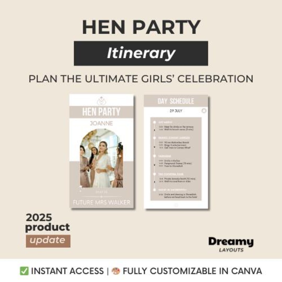Hen Party Planner Template, Editable Canva Bachelorette Planner, Party ...