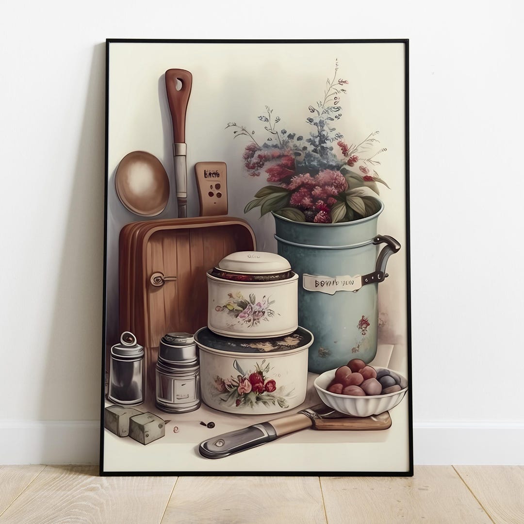 Vintage Farmhouse Kitchen Wall Art Print, Country Kitchen Cottagecore ...