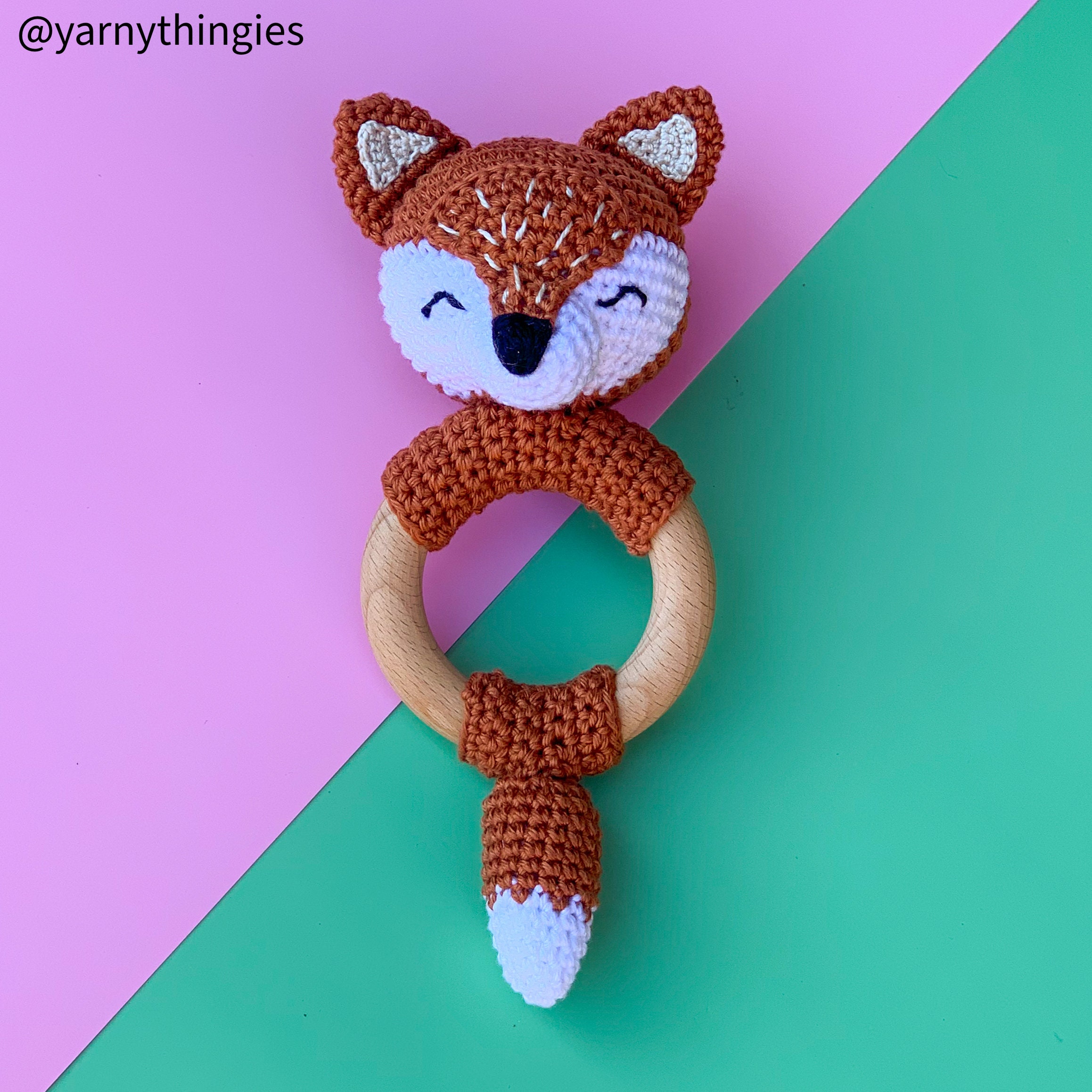 READY TO SHIP Crochet Fox Baby Rattle/teether lucy - Etsy