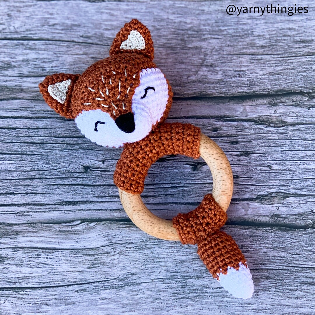 READY TO SHIP Crochet Fox Baby Rattle/teether lucy - Etsy