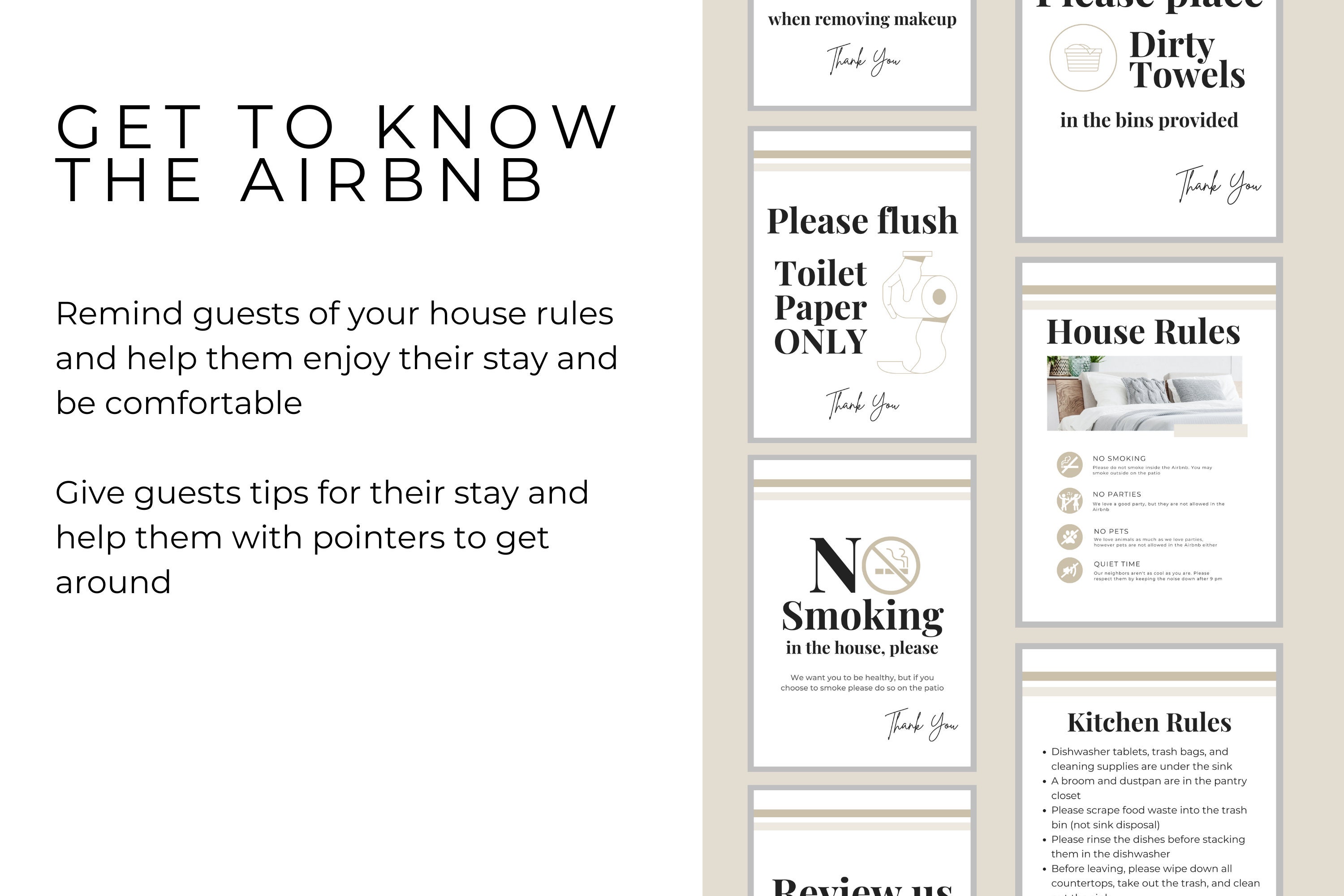 Airbnb Signs, Editable Air Bnb Posters, Template Bundle, Airbnb Host ...