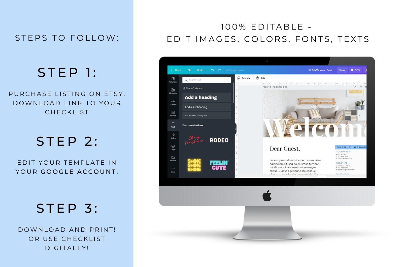 Airbnb Welcome Message Welcome Letter Template Air Bnb | Etsy