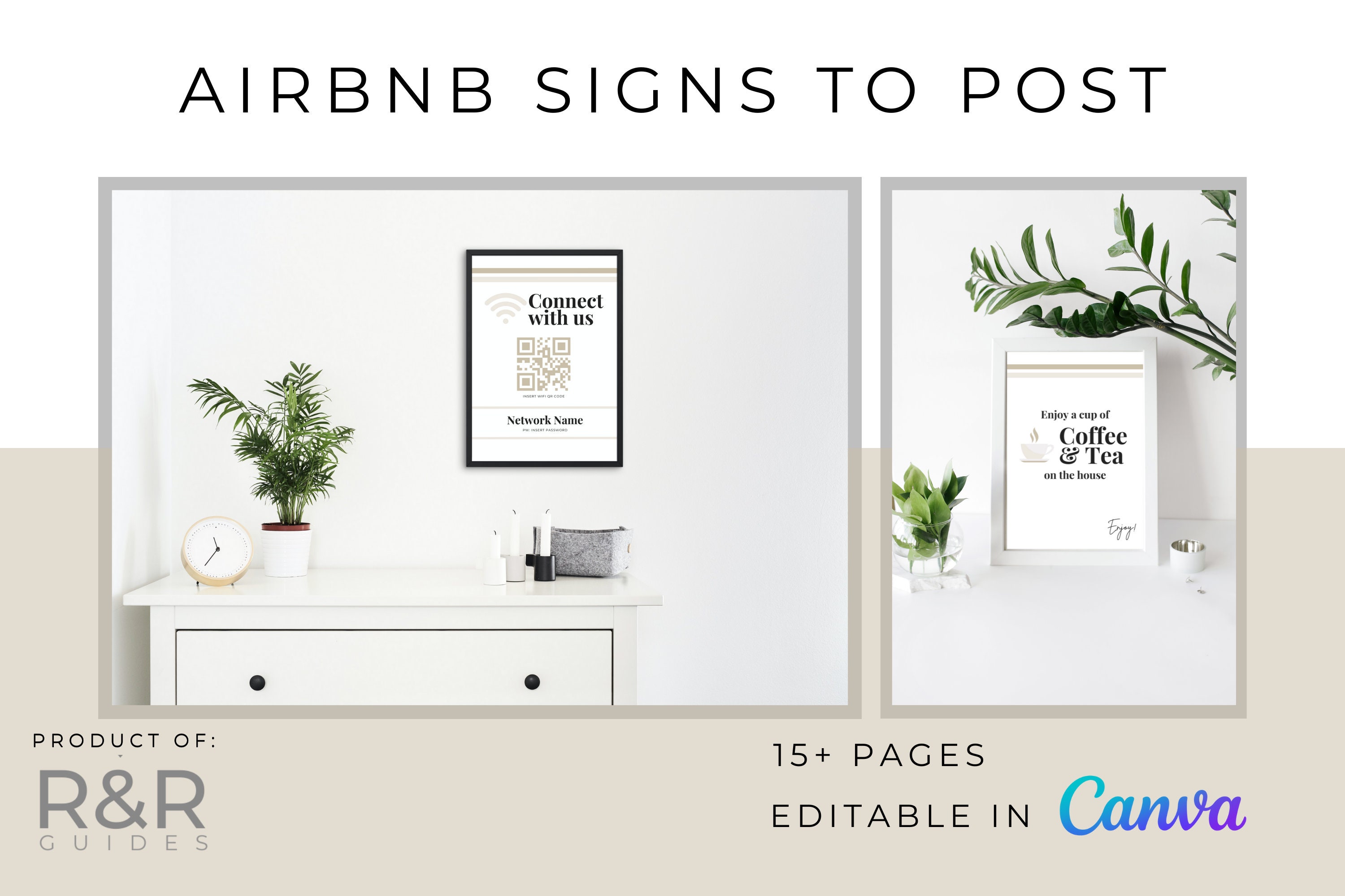 Airbnb Signs, Editable Air Bnb Posters, Template Bundle, Airbnb Host ...