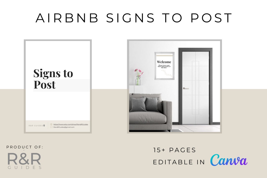 Airbnb Signs, Editable Air Bnb Posters, Template Bundle, Airbnb Host ...