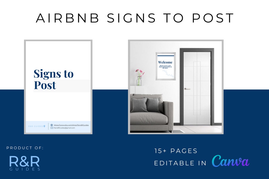 Airbnb Signs, Editable Air Bnb Posters, Template Bundle, Airbnb Host ...