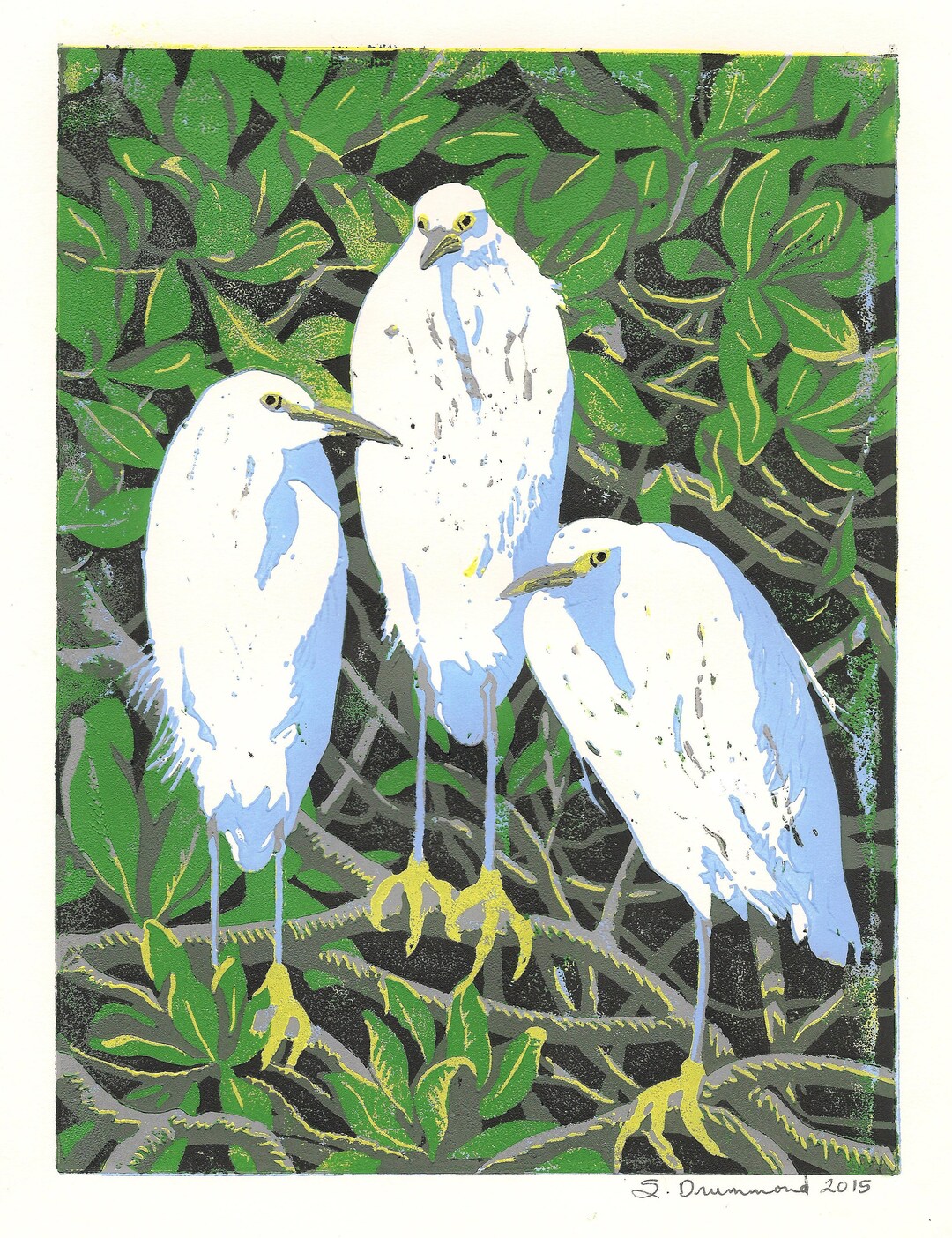Trio, Linocut Reduction Block Print - Etsy