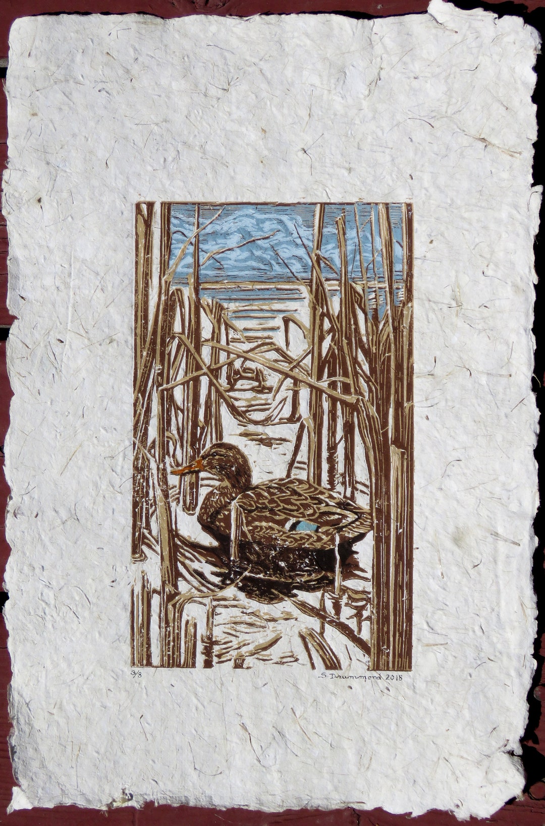 Duck Out of Sight, Linocut Reduction Block Print - Etsy