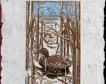 Trio, Linocut Reduction Block Print - Etsy