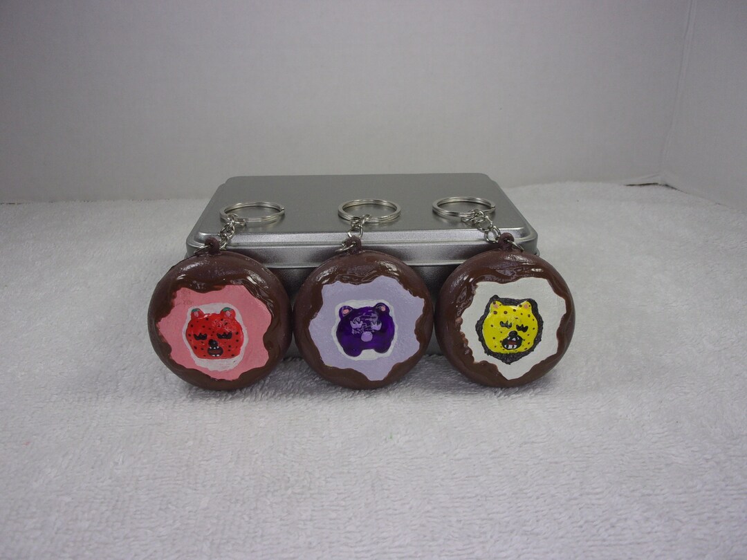 Handcrafted Keychain Squishy Set Chocolate and Fruit Animal Donut NOT ...