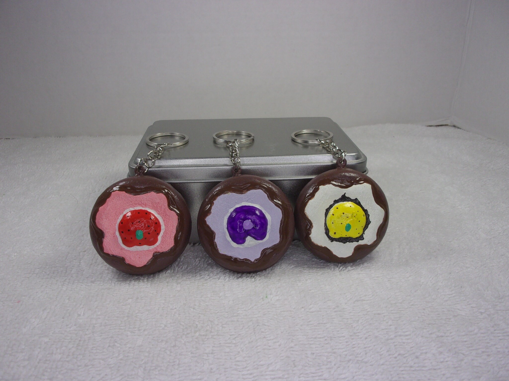 Handcrafted Keychain Squishy Set Chocolate and Fruit Animal Donut NOT ...