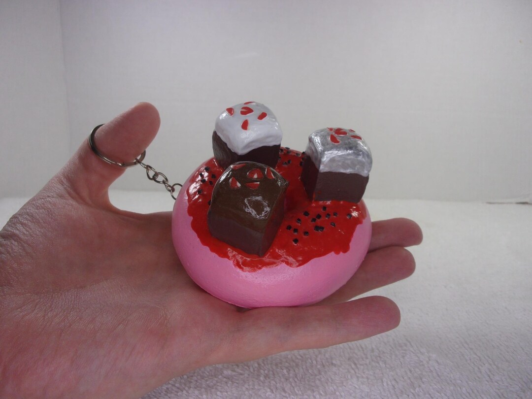 Handcrafted Chocolate and Strawberry Donut Keychain Squishy With Mini ...