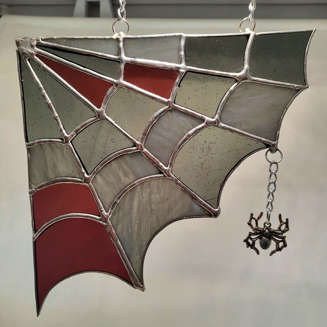 SPIDERWEB WITH SPIDER - Stained Glass Sun Catcher - Etsy