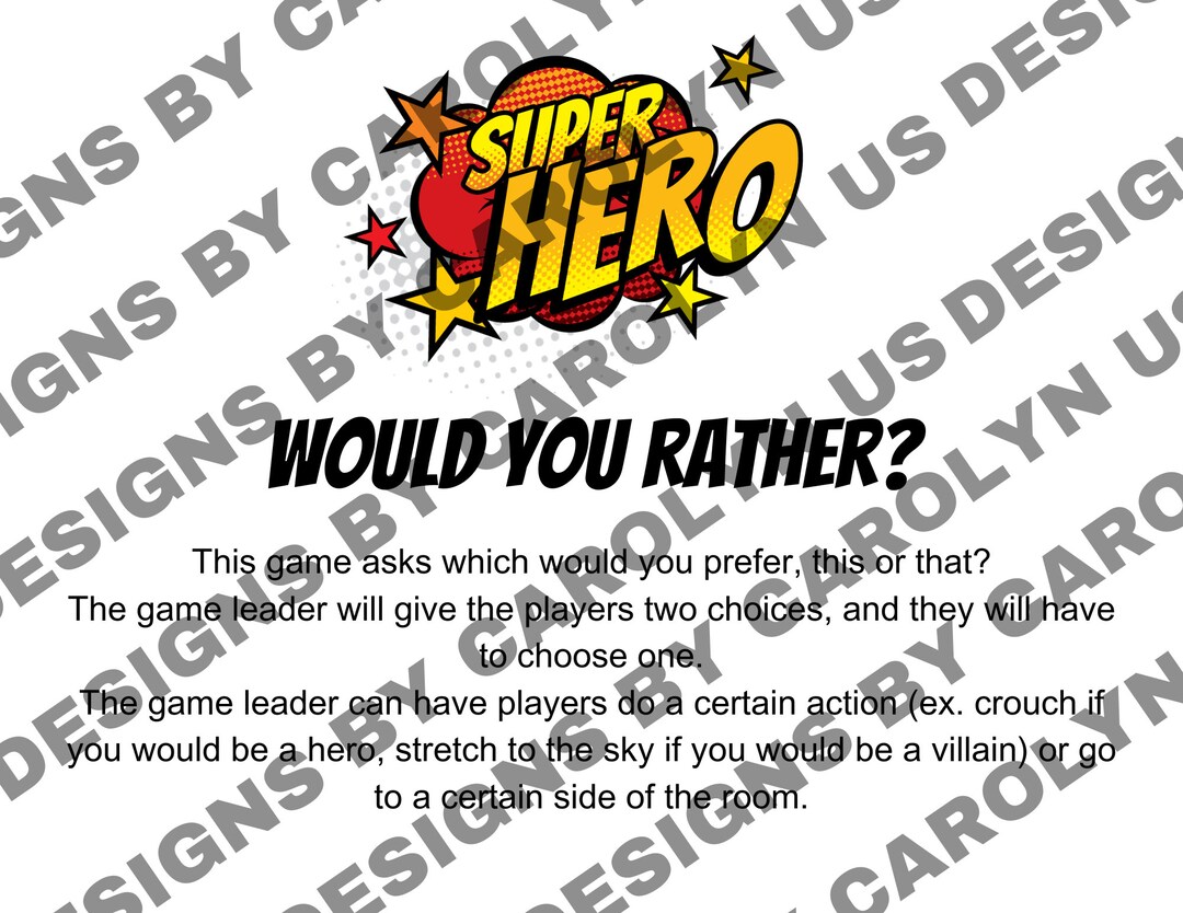 Superhero Would You Rather? Party or Classroom Game - Etsy