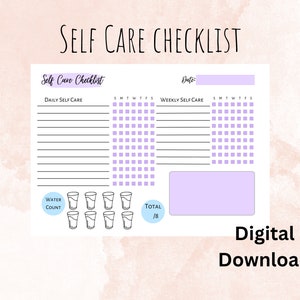 Self-care Checklist | Weekly Mantra | Water Log | Daily & Weekly Self ...