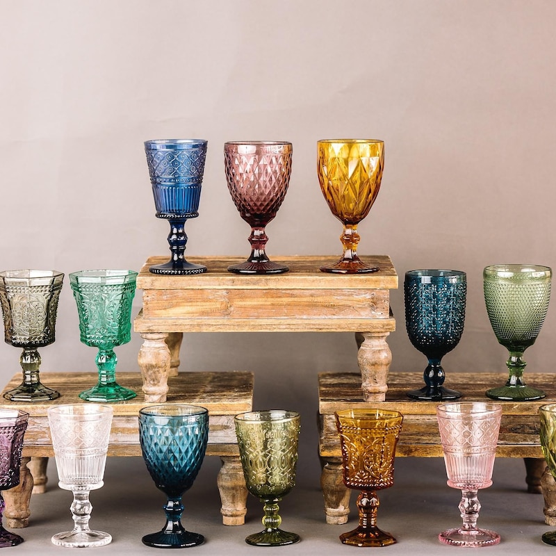 Colored Glassware Goblets - Etsy