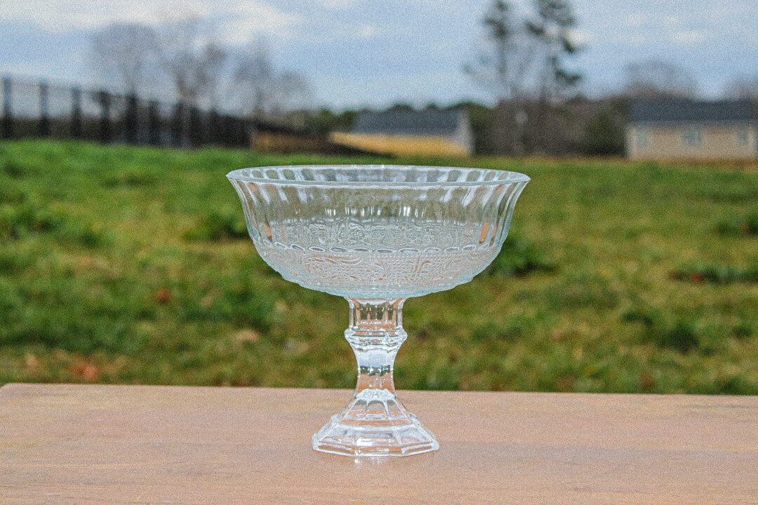 Clear Compote Bowl, Clear Compote Vase, Pedestal Vase, Wedding ...