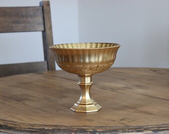Gold Compote Bowl, Gold Compote Vase, Pedestal Vase, Wedding ...
