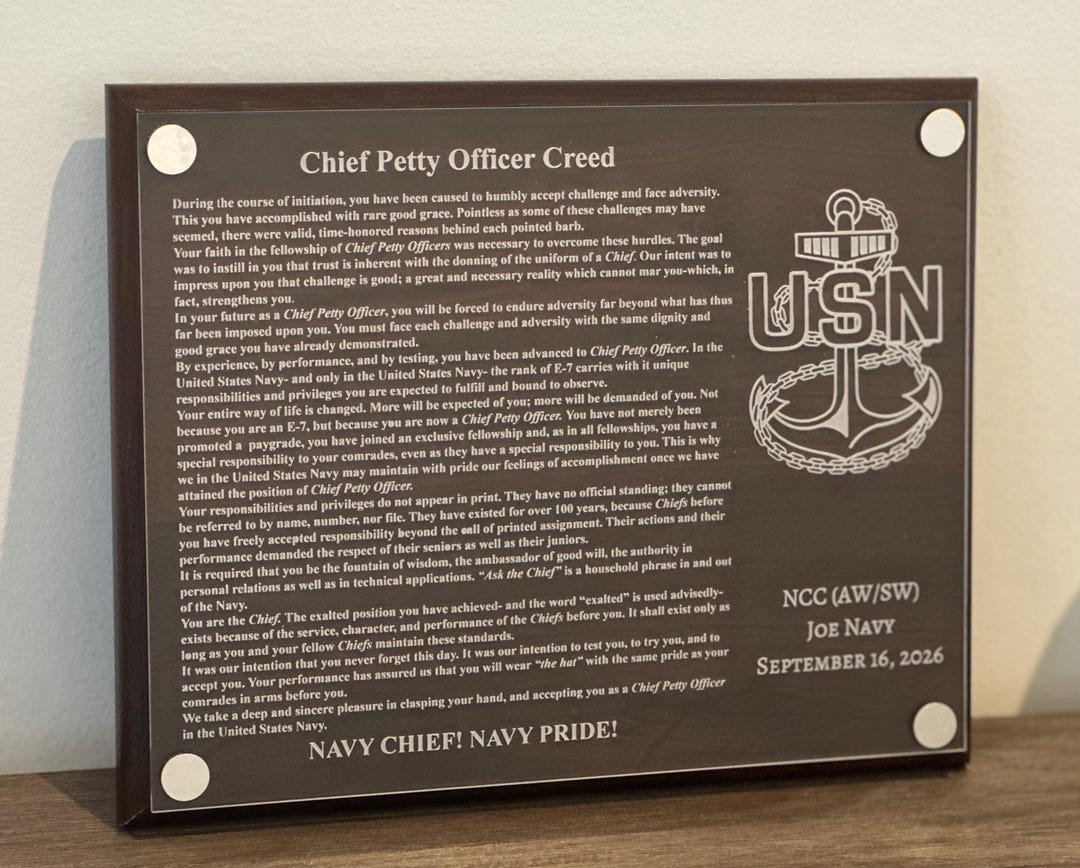 CPO Pinning Package. (plaque and CPO Wallet Card) - Etsy
