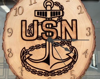 Navy Chief Mess Clock Made From Solid Wood With High Torque Mechanism ...