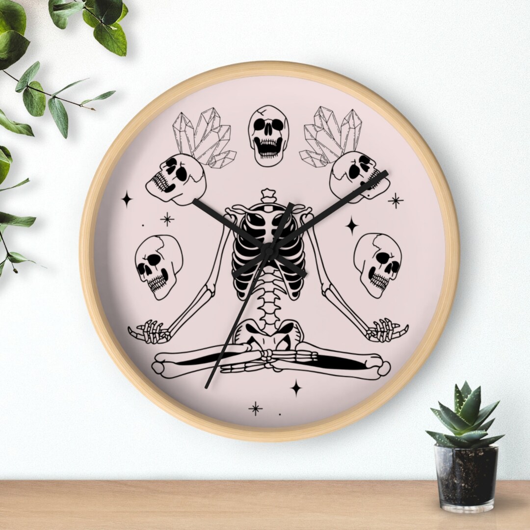 Edgy Wall Decor / Skeleton Meditating Clock / Door Room Decor - Etsy
