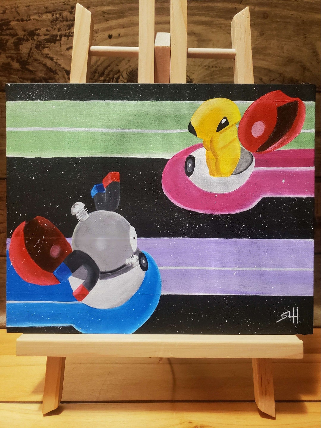 Framed Pokemon Trainer Card Switch Original Canvas Painting - Etsy