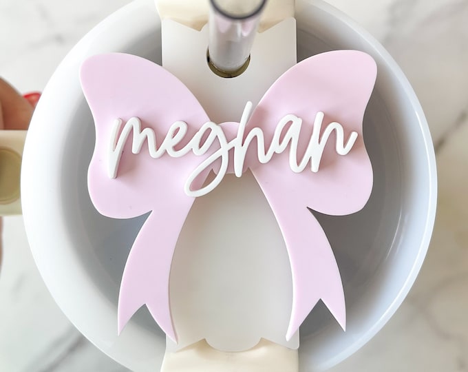 Coquette Stanley Name Plate | Bow Stanley Topper | Personalized Stanley ...