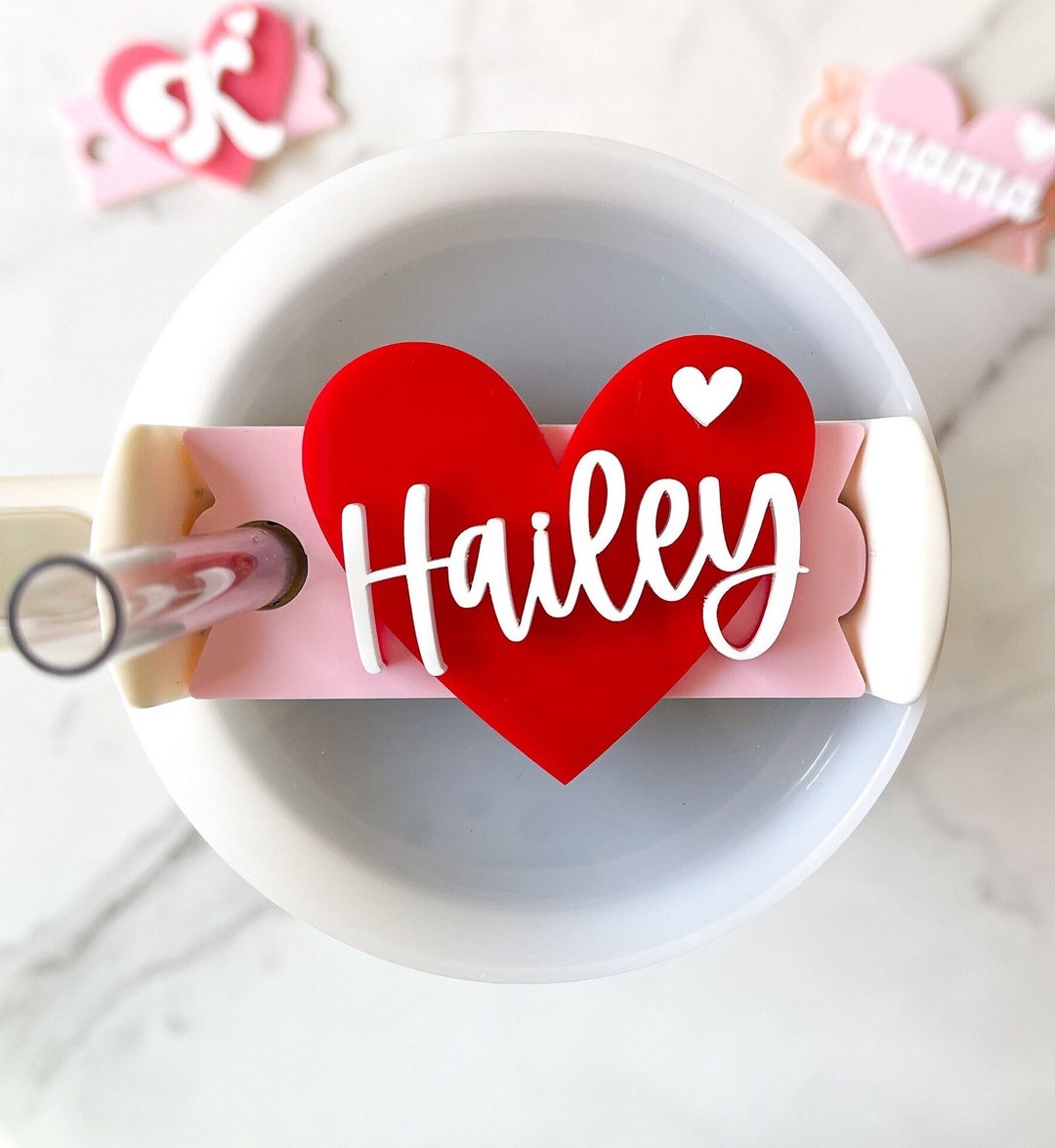 Personalized Valentine Heart Stanley Topper | H2.0 Tumbler Name Plate ...