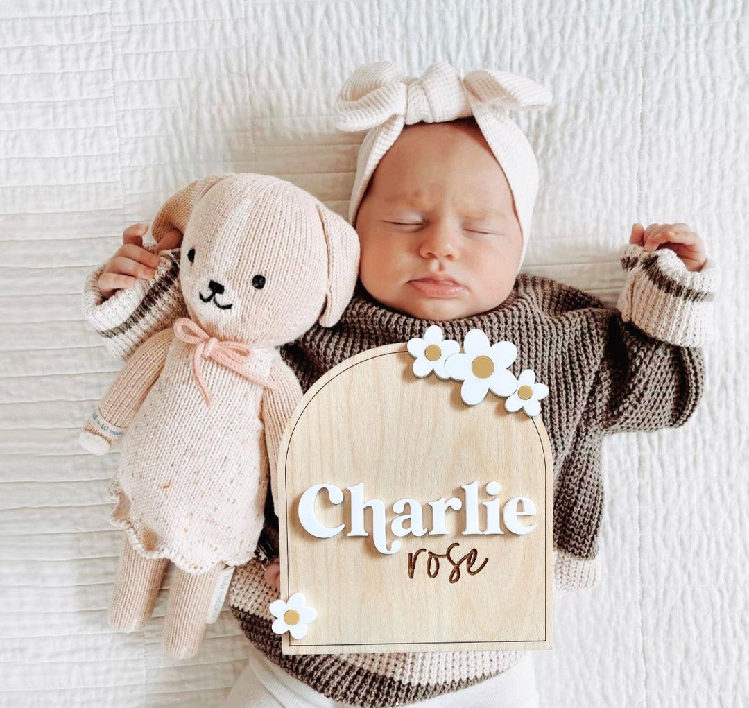 Flower Birth Announcement Sign Flower Birth Stats Sign Baby ...