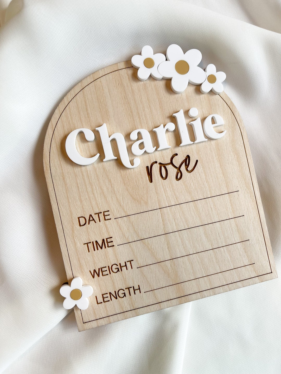 Flower Birth Announcement Sign | Flower Birth Stats Sign | Baby ...