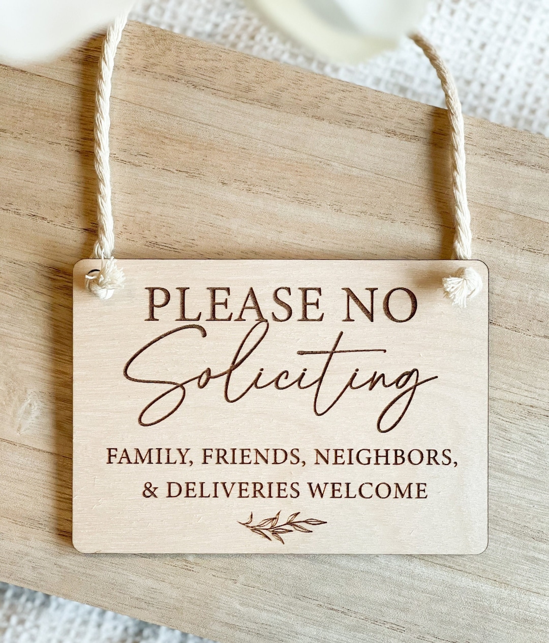 Engraved Birch Wood No Soliciting Door Sign | Privacy Please - Etsy