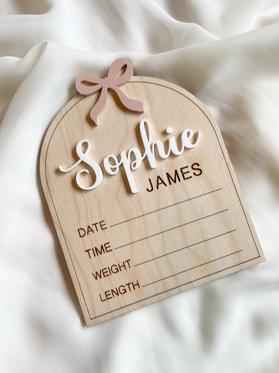 Bow Birth Announcement Sign | Bow Birth Stats Sign | Baby Announcement ...