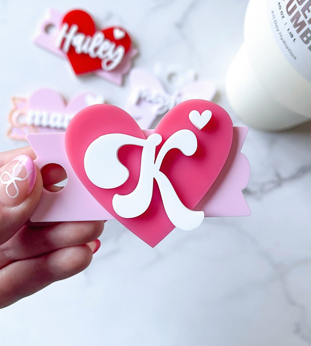 Personalized Valentine Stanley Topper | Acrylic Name Plate, H2.0 ...