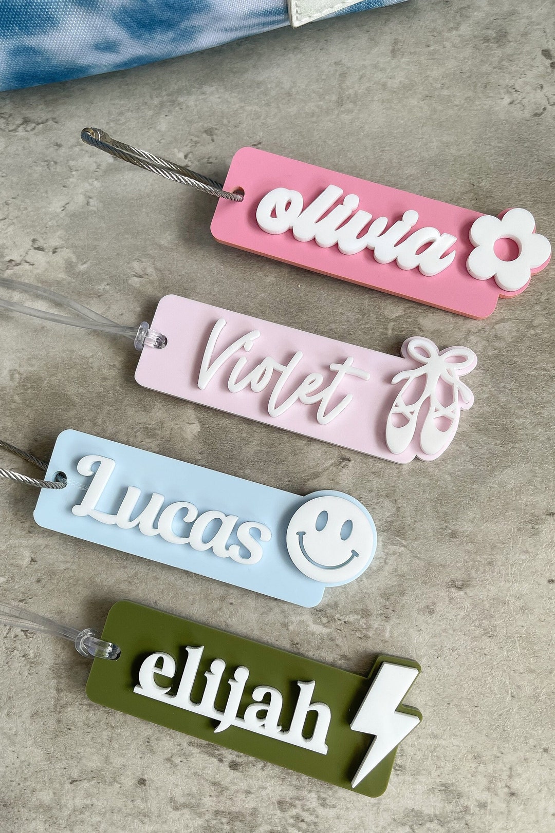 Backpack Name Tag Acrylic Keychain Retro Name Keychain Personalized ...