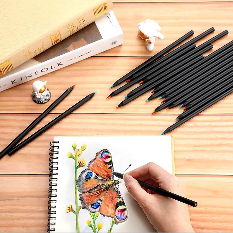 10 Pcs Colored Black Wood Pencils, 7-in-1 Rainbow Drawing Pencils for ...