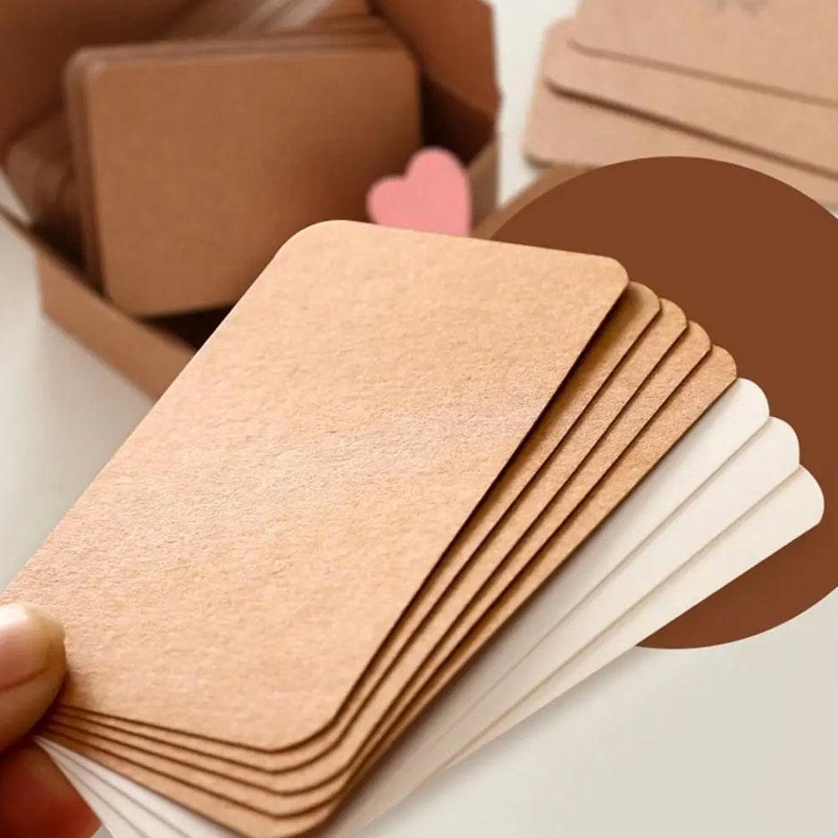 100pcs/box 9*5.4cm Blank Kraft Paper Card for Wedding Message Card ...
