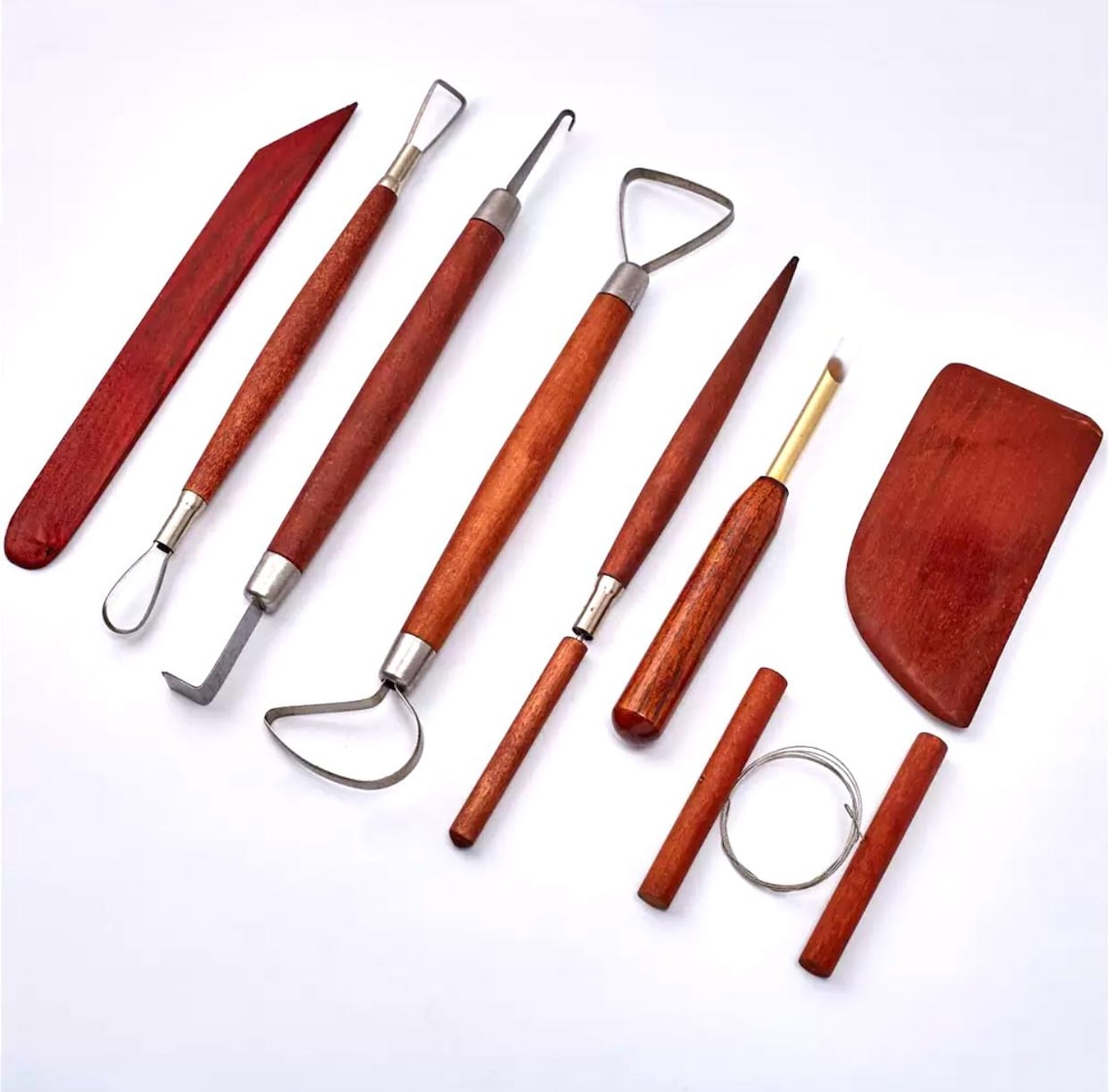 8-piece Clay Shaping Tool Set | Steel Needle, Scraper, Cutting, and ...